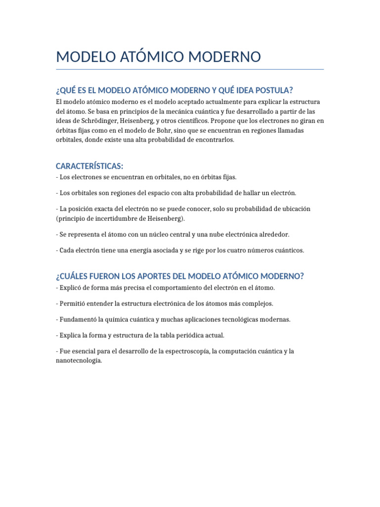 Modelo Atomico Moderno | PDF