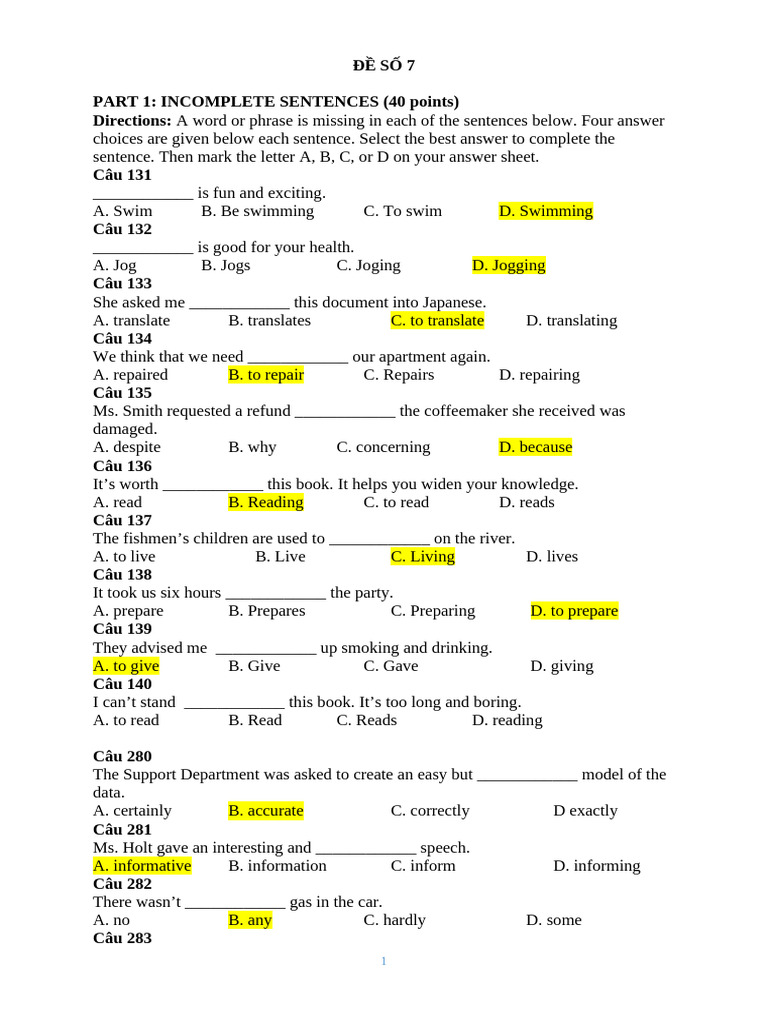 Incomplete Sentences and Texts Practice | PDF