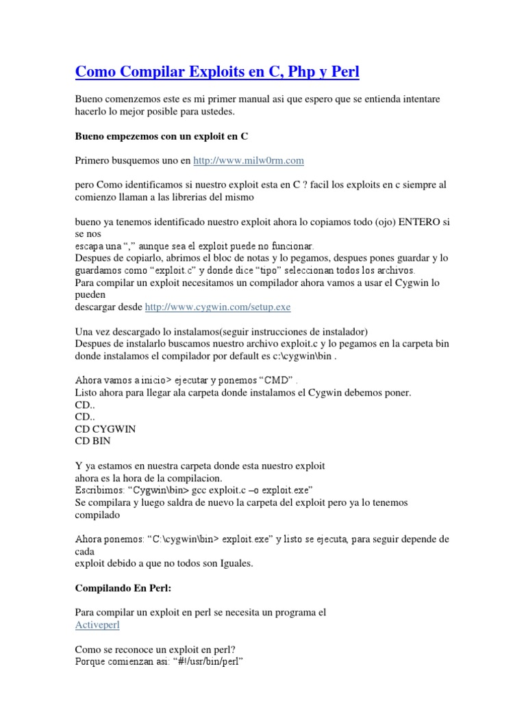 Como Compilar Exploits | PDF | Perl | Compilador