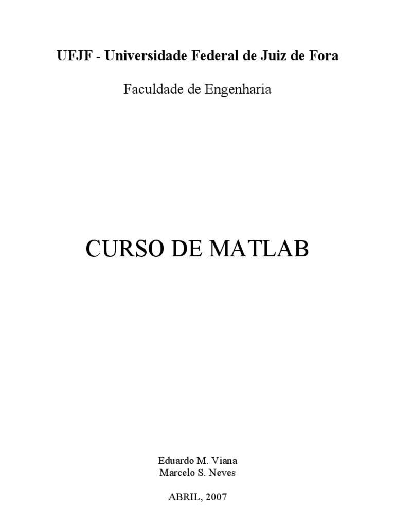 Apostila Matlab Pdf Matriz Matemática Matlab