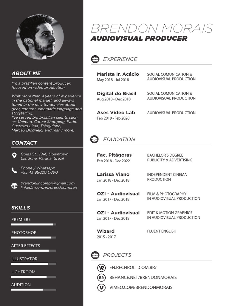 Brendon Morais: Audiovisual Producer Profile | PDF