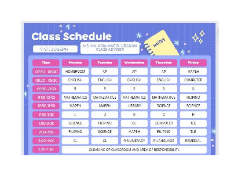 CLASS SCHED | PDF