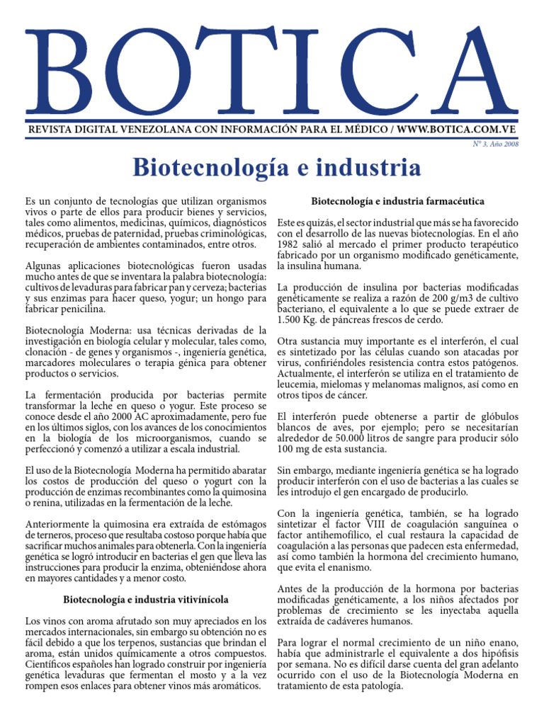 Biotecnología e Industria | PDF | Ingeniería genética | Biotecnología