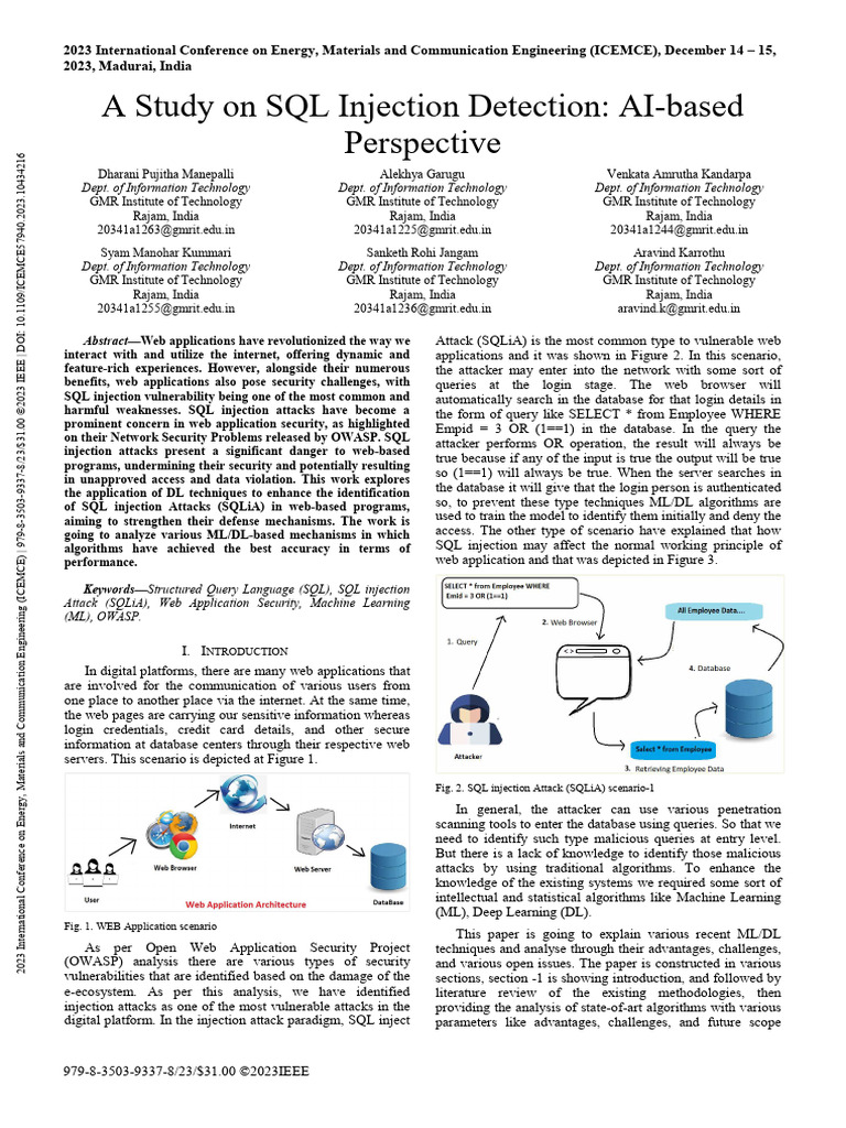 A Study On SQL Injection Detection AI-based Perspective | PDF | Machine Learning | Computer ...
