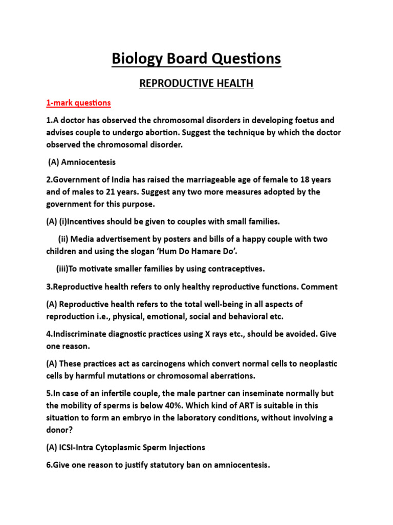 Biology Board Questions 4 | PDF | Combined Oral Contraceptive Pill ...