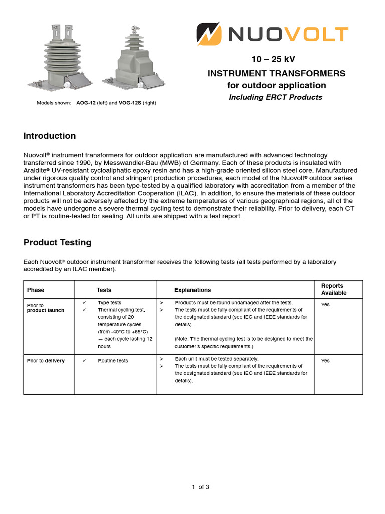 NUOVOLT CTPT Outdoor Type Brochure | PDF | Transformer | Electrical Engineering