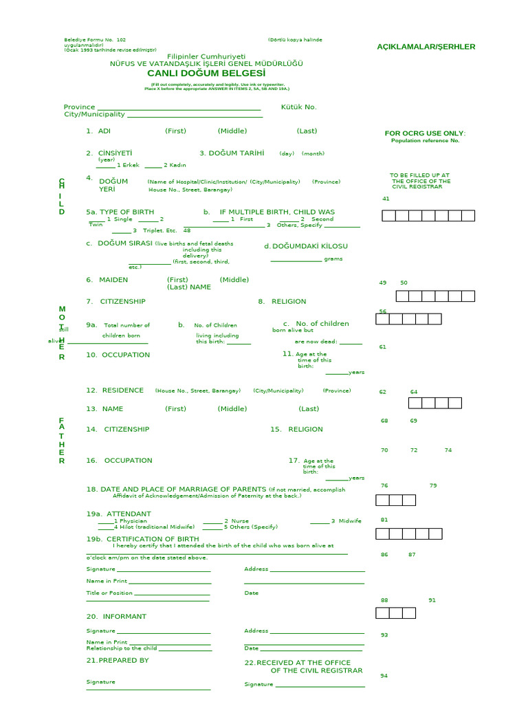 Certificate of Live Birth (COLB) | PDF | Affidavit | Birth Certificate