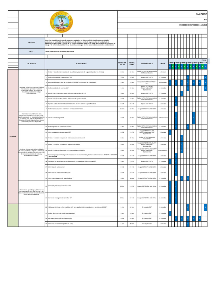 8.1 Anexo PLAN DE TRABAJO SST 2024 | PDF
