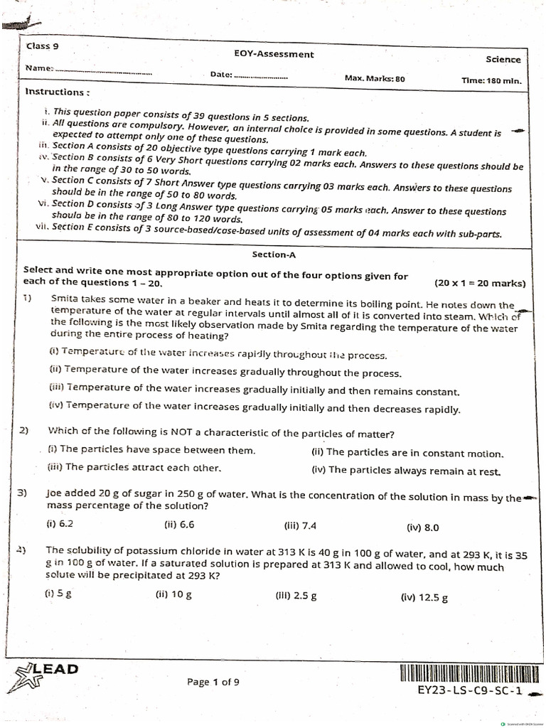 Science EOY Answers | PDF