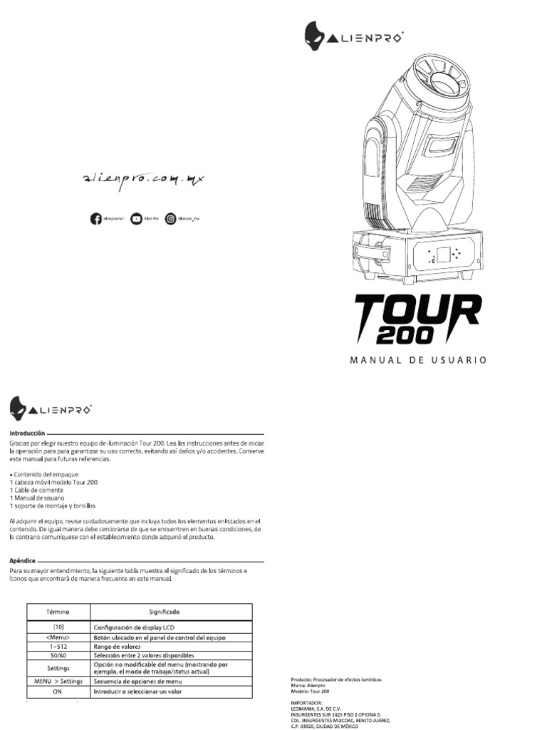 Tour 200 Manual de Usuario | PDF