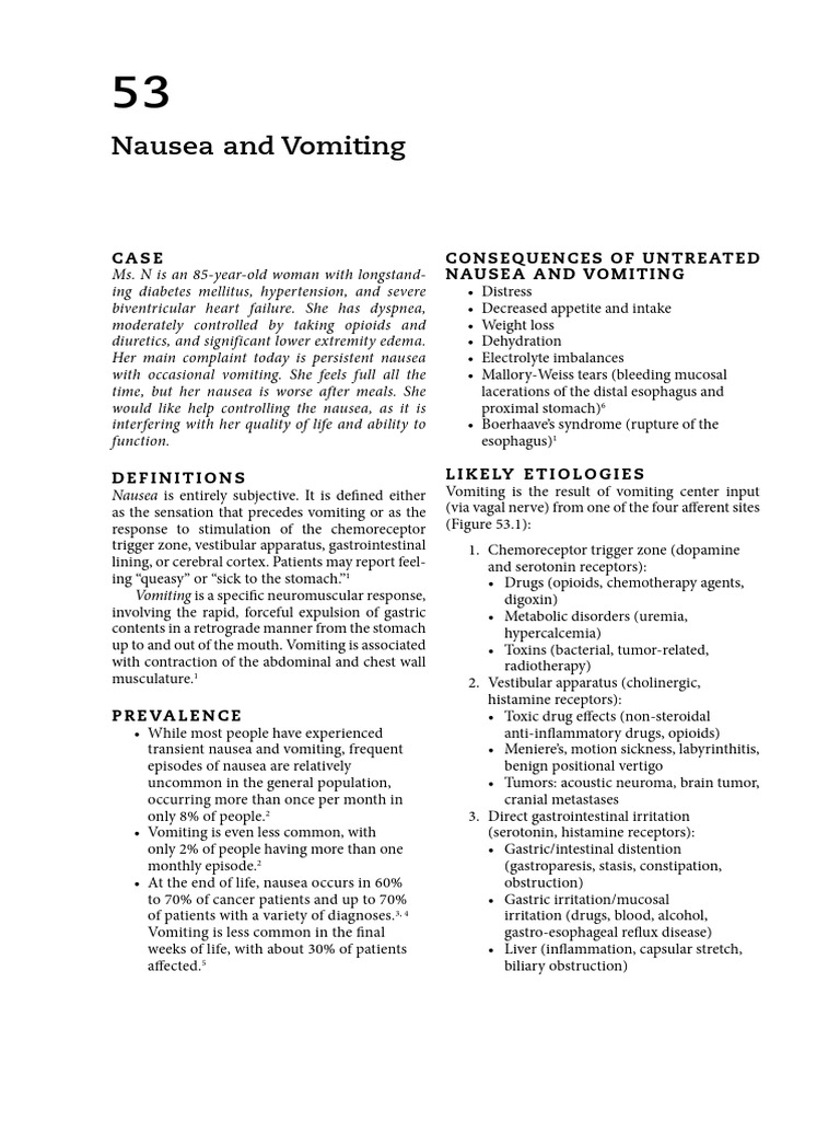 Geriatric Palliative Care - (SECTION 4 Symptoms) | PDF | Nausea | Vomiting