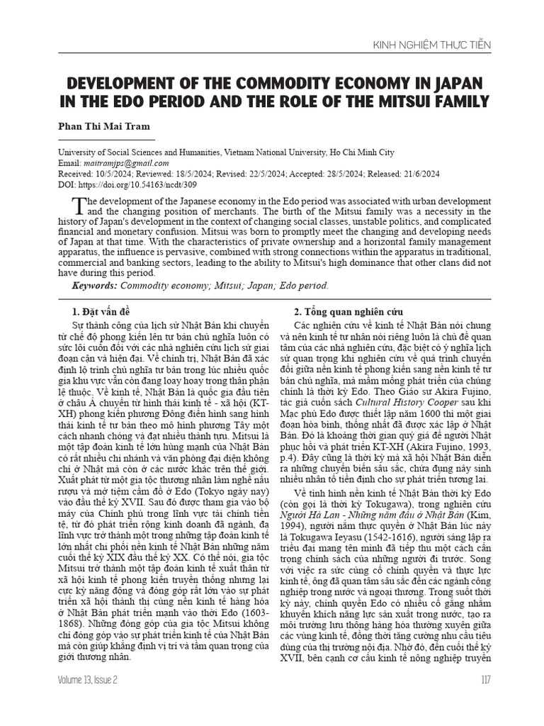 Phát Triển Kinh Tế Hàng Hóa ở Nhật Bản Thời Kỳ Edo Và Vai Trò Của Gia Tộc Mitsui | PDF
