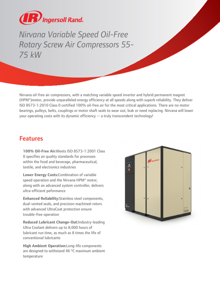 Nirvana 75 kW Oil-Free Compressor | PDF | Engines | Mechanical Engineering