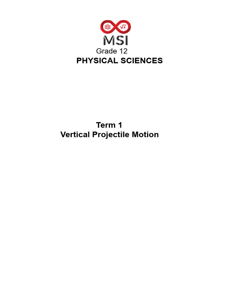 Grade 12 Physics Vertical Projectile Motion Pdf Friction Velocity