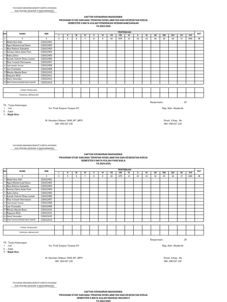 ABSEN SMT 2 K3 TA.2024-2025 | PDF