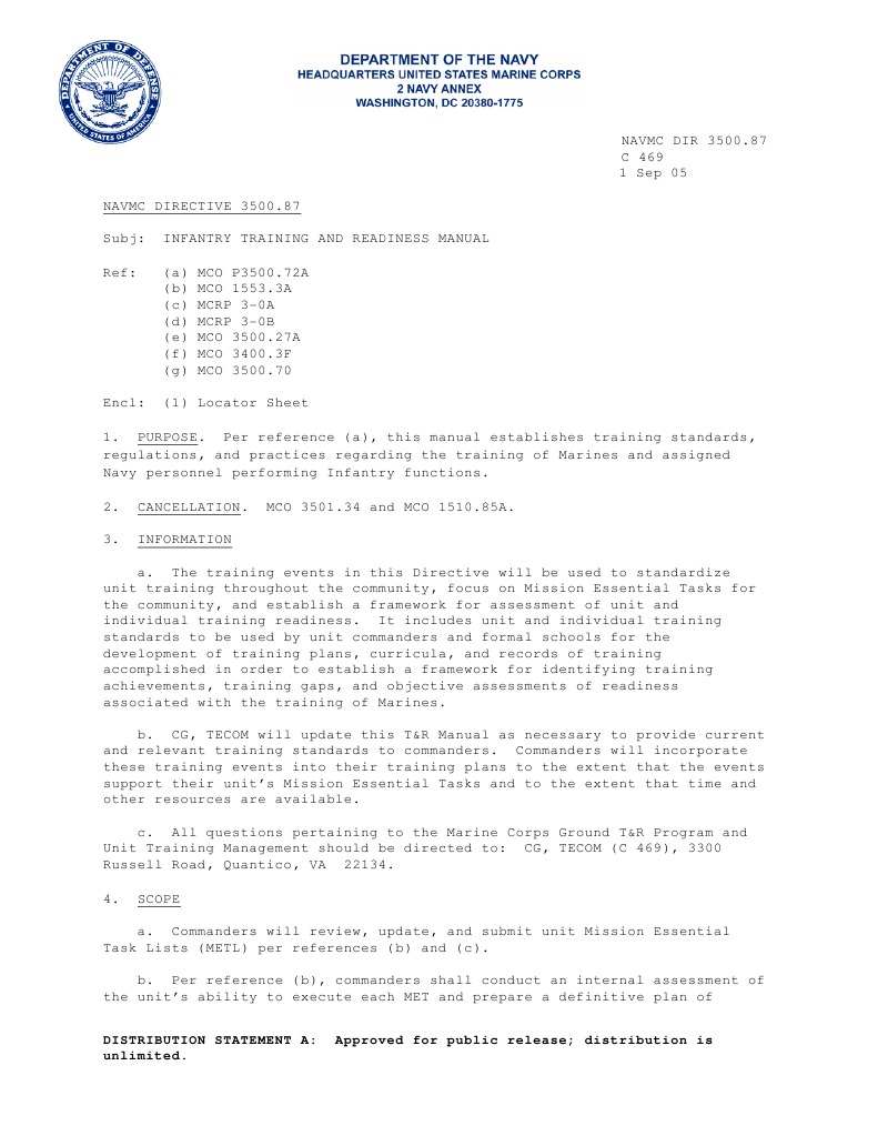 Infantry Training and Readiness Manual | PDF | United States Marine ...