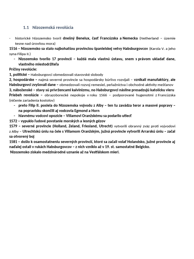 Nizozemská Revolúcia. | PDF
