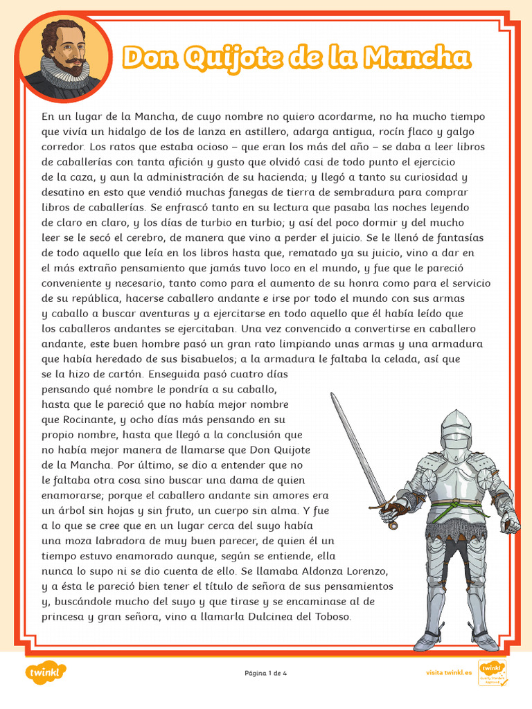 5° Comprension Lectora Don Quijote de La Mancha 3r Ciclo de Ep - Ver ...