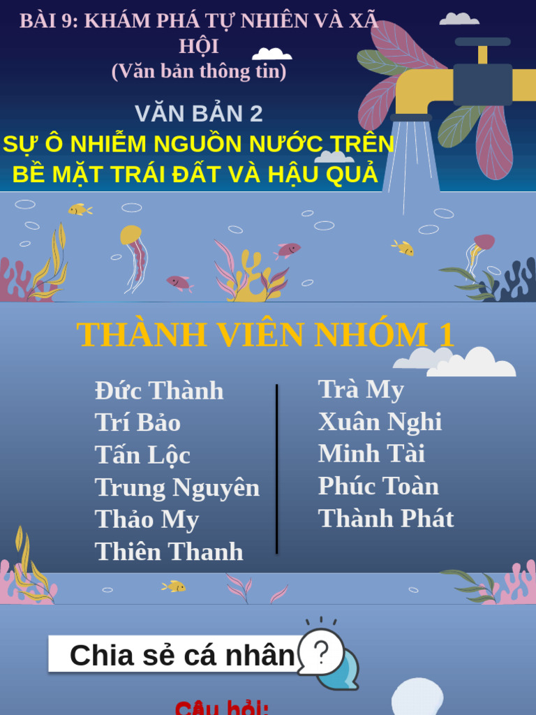VB2-SU O NHIEM NGUON NUOC TREN BE MAT TRAI DAT VA HAU QUA. - Nhom 1 | PDF