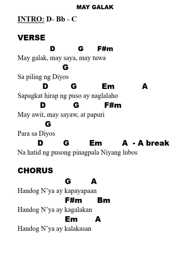 May Galak - Key of D | PDF