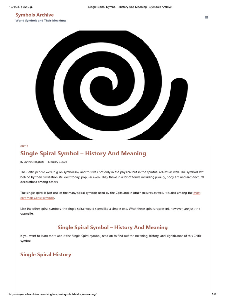 Single Spiral Symbol - History and Meaning - Symbols Archive | PDF ...