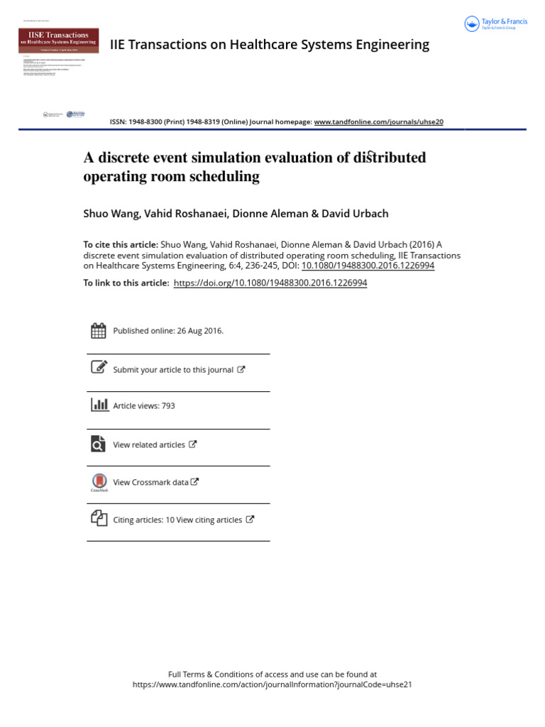 A discrete event simulation evaluation of distributed operating room scheduling | PDF ...