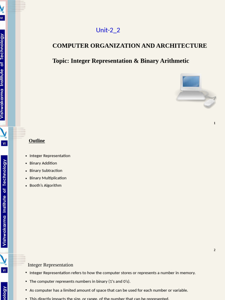 Unit 2 _ 2.2_Integer Representation | PDF | Integer (Computer Science) | Multiplication