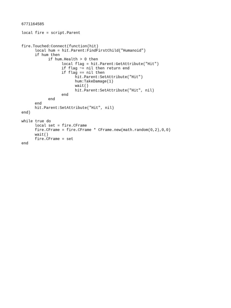 Fire Damage Script for Roblox Game | PDF
