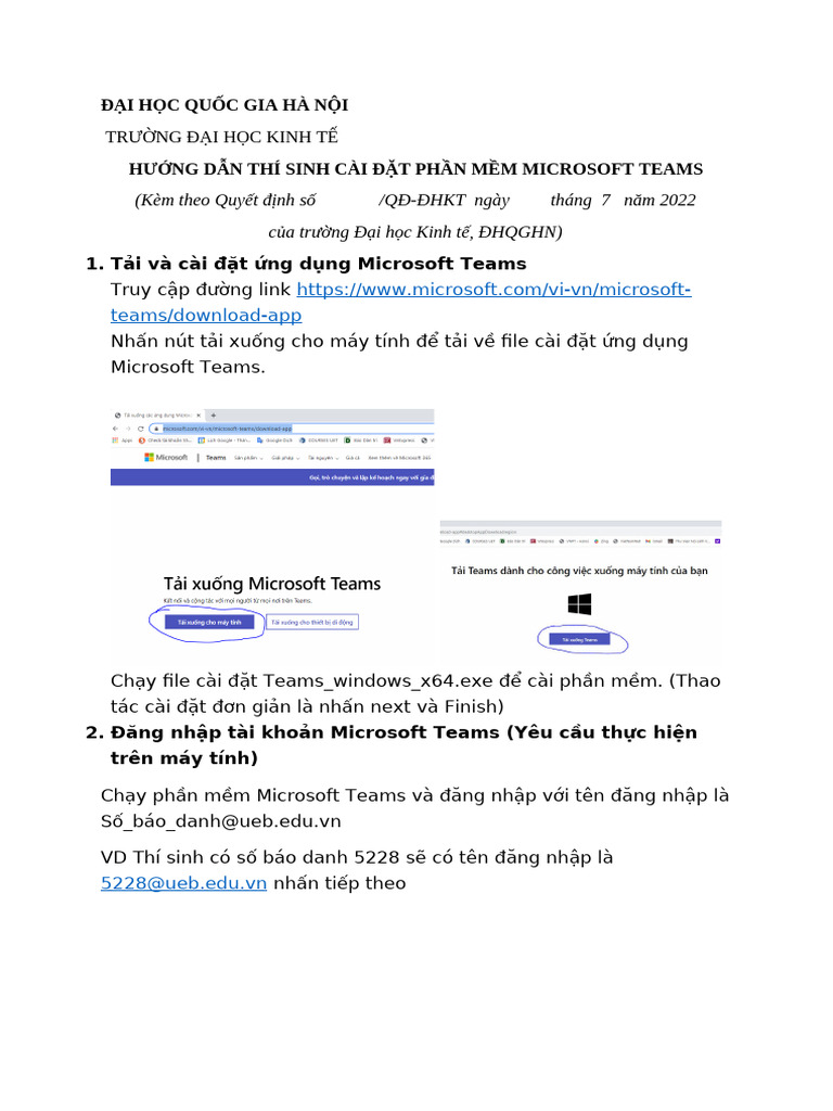 Kèm 2246 Qui Định Tổ Chức Thi TT Sử Dụng Thiết Bị Giám Sát Thi - HD MS Teams | PDF