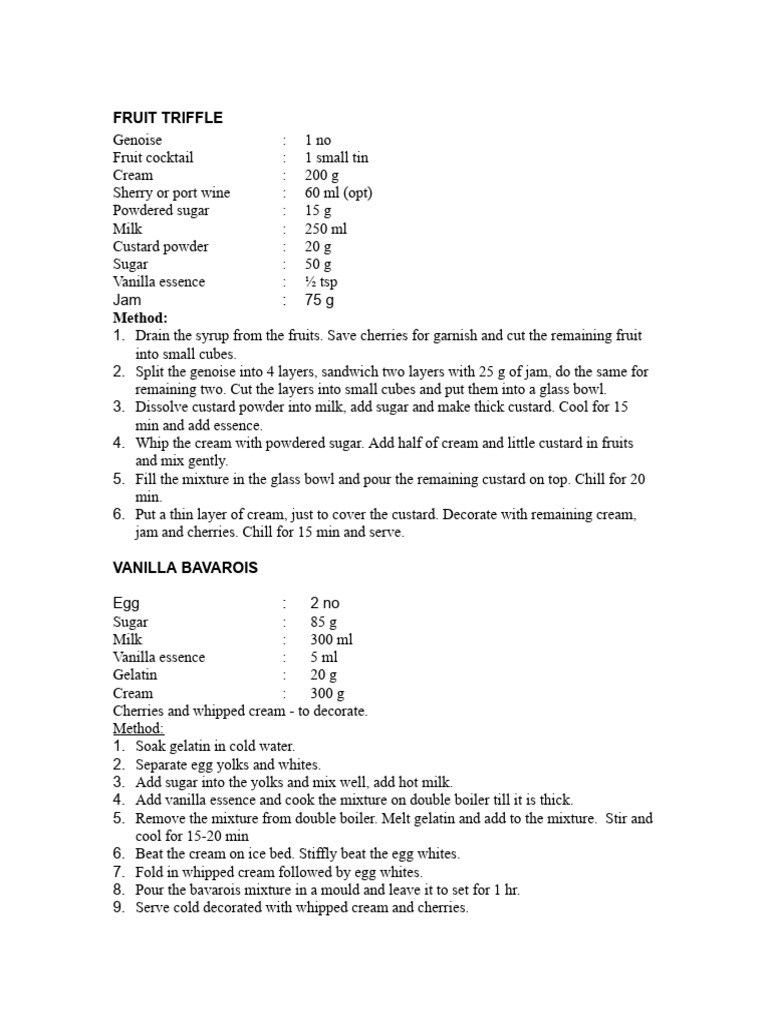 Easy Cold Dessert Recipes | PDF | Custard | Desserts