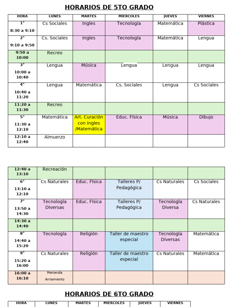 Horarios Modificados | PDF