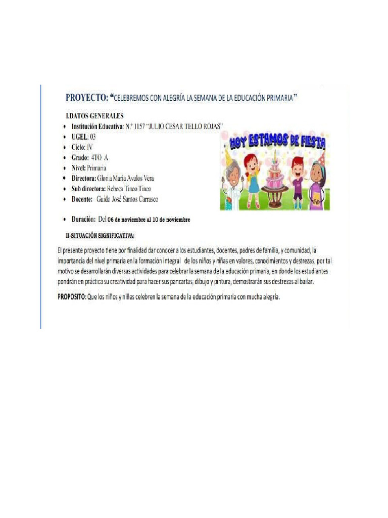 Proyecto Dia de Educ. Primaria | PDF