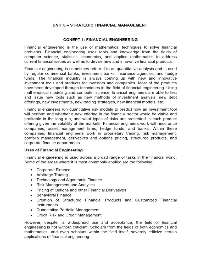 Unit 6 Strategic Financial Management | PDF | Business | Market (Economics)