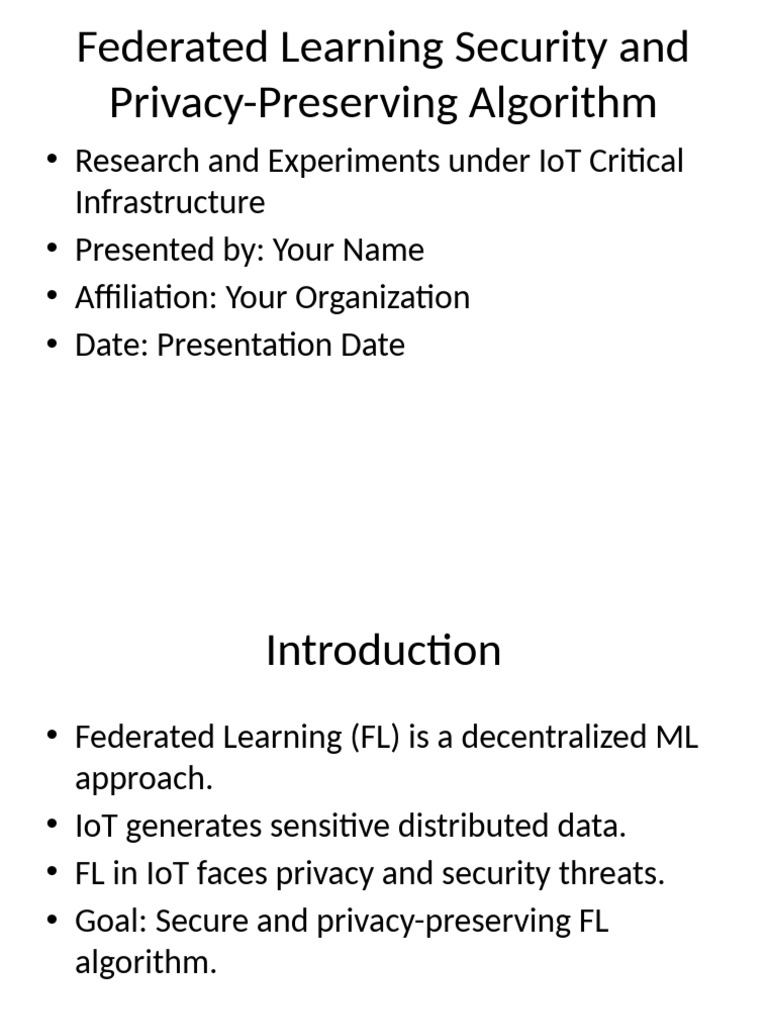 Federated Learning IoT Presentation | PDF