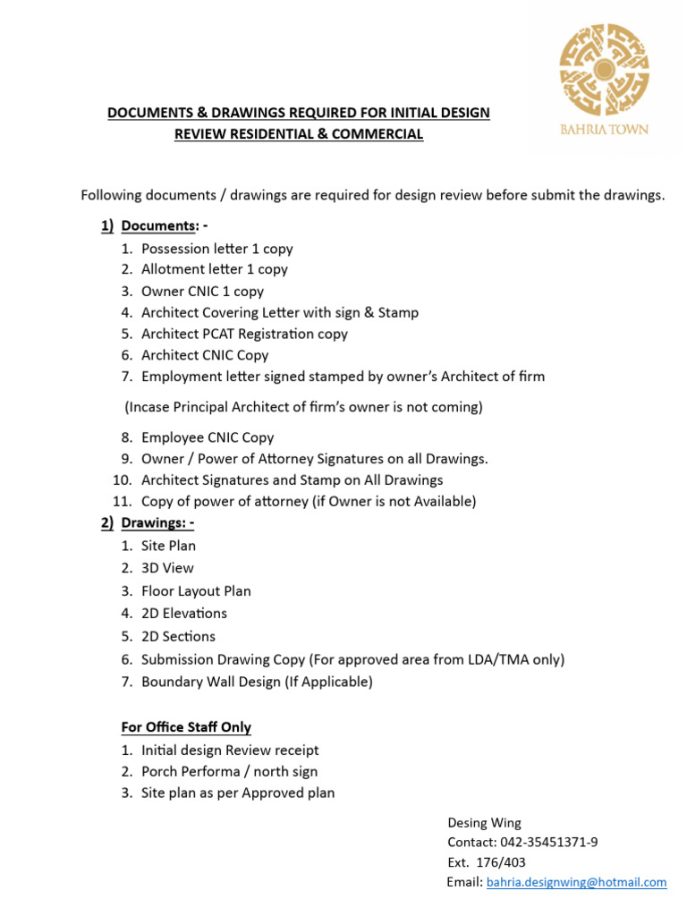 Required Documents for Design Review | PDF