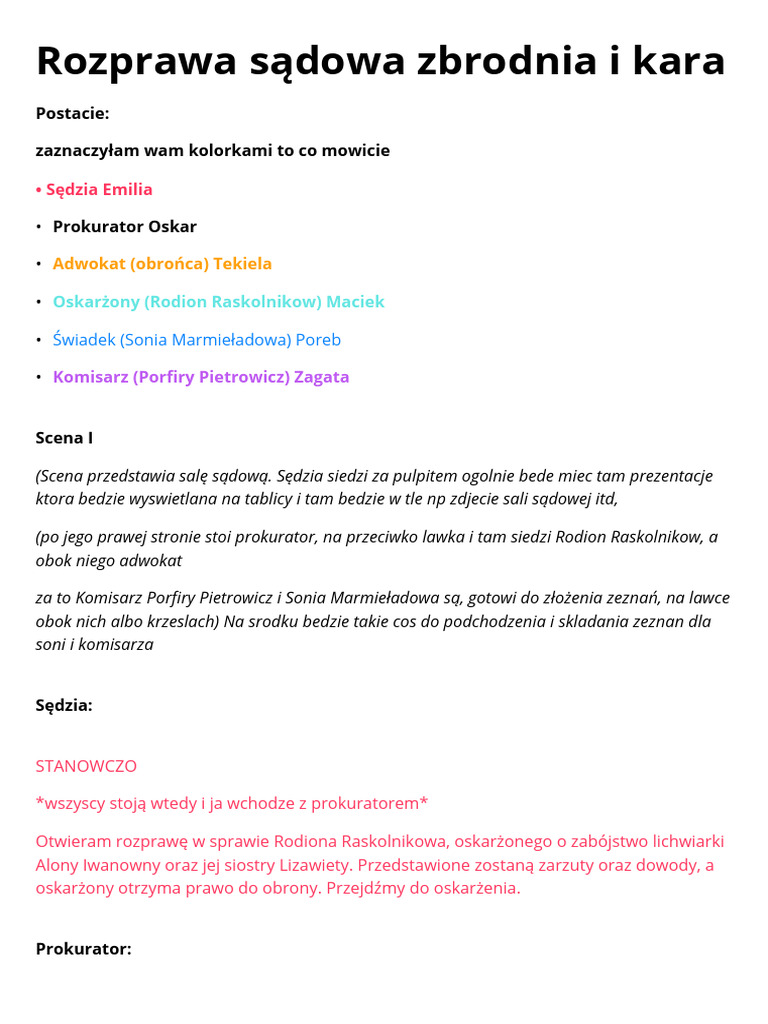 Rozprawa Sądowa Zbrodnia I Kara PDF | PDF