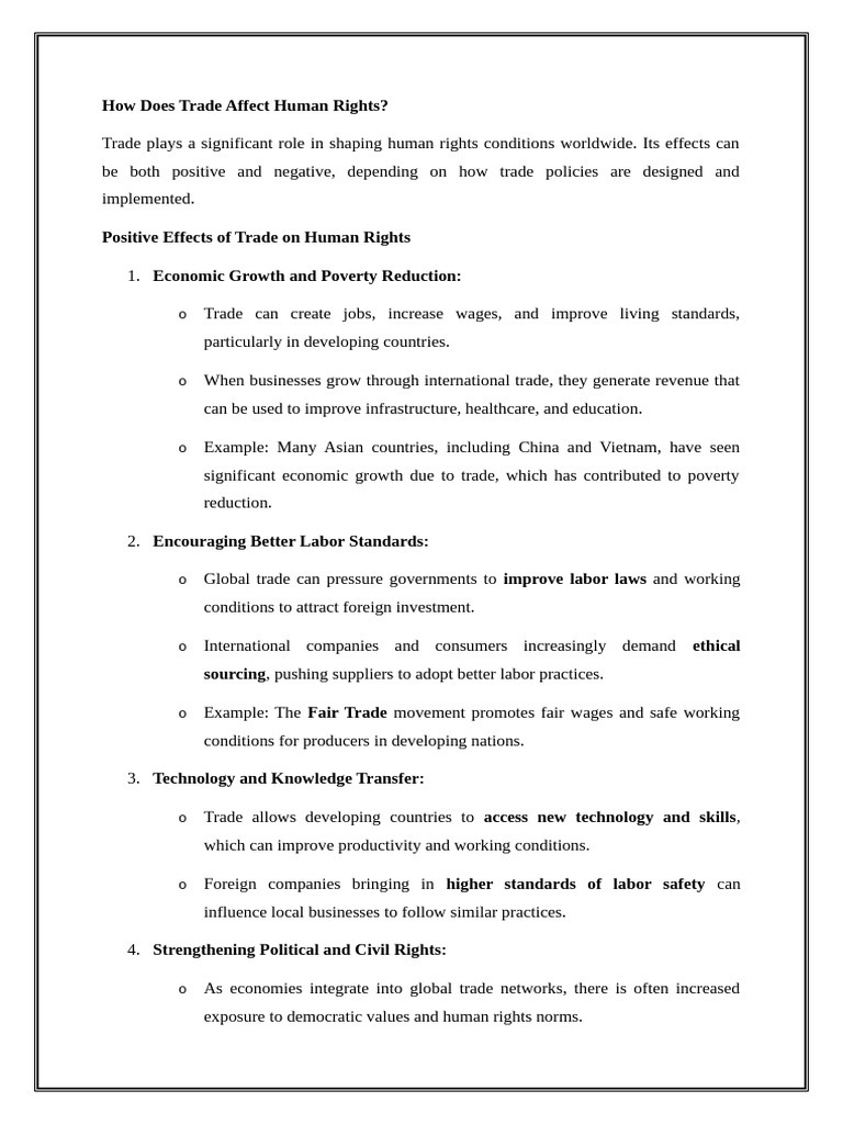 Trade's Impact on Human Rights Explained | PDF | World Trade ...