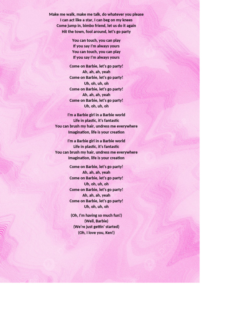 Barbie Girl | PDF | Dolls | Dummies And Mannequins