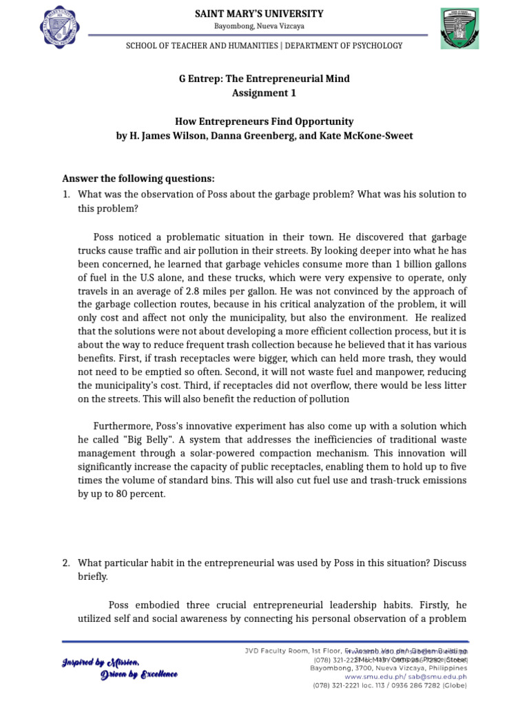 REYES - NATASHA - G Entrep Assignment 2 - Jim Poss | PDF | Waste Management | Sustainability
