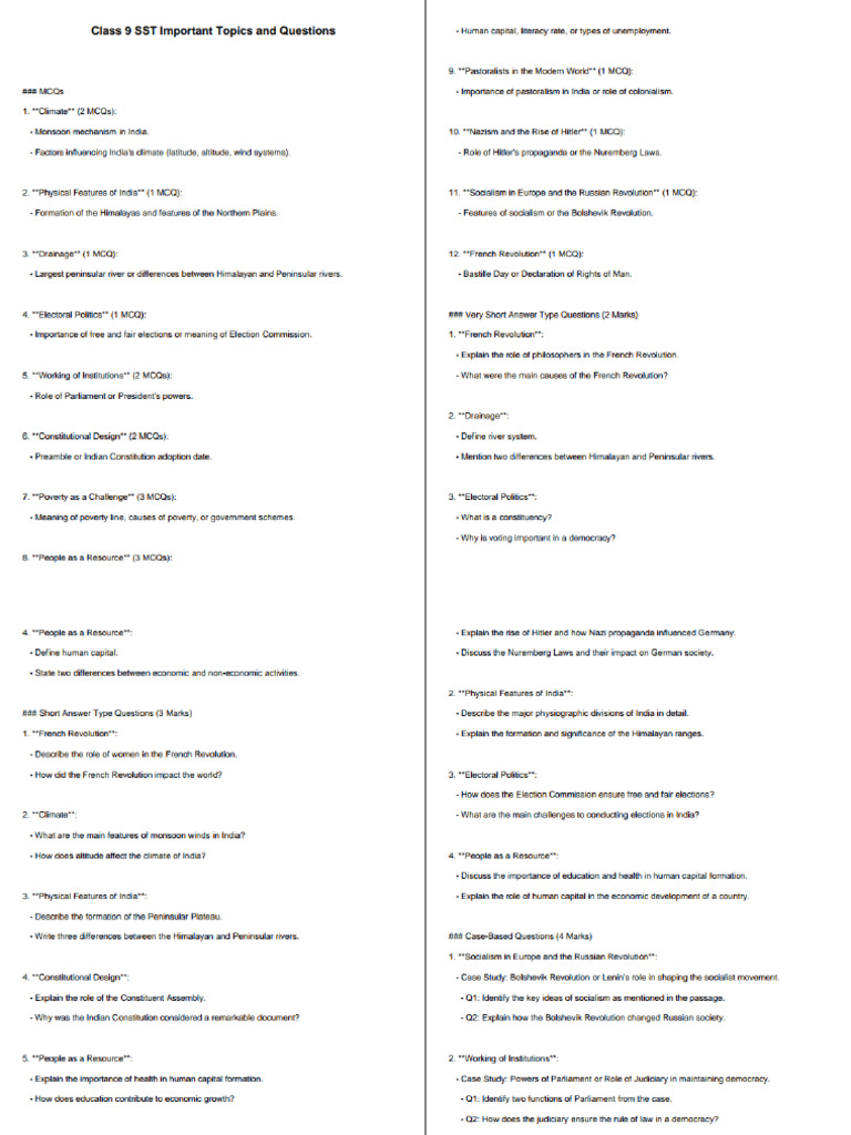 SST Class 9 PT3 | PDF