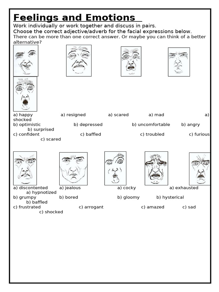 adjectives.......feelings.......facial expressions | PDF