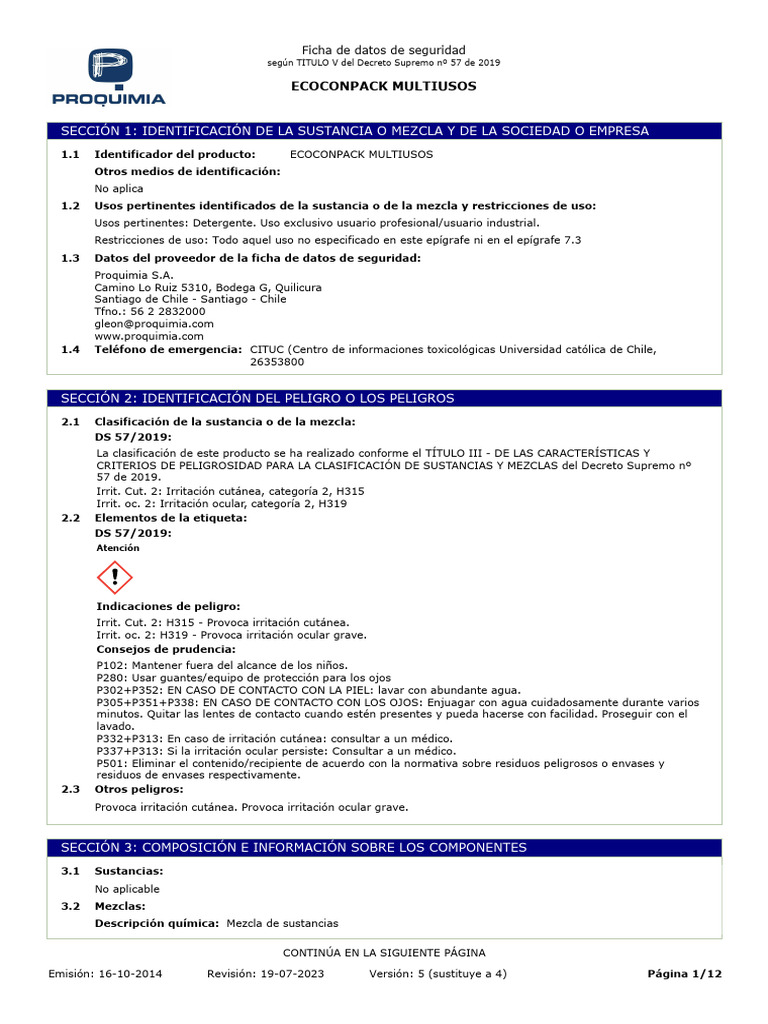 FS - Es - Ecoconpack Multiusos | PDF | Residuos | Dióxido de carbono