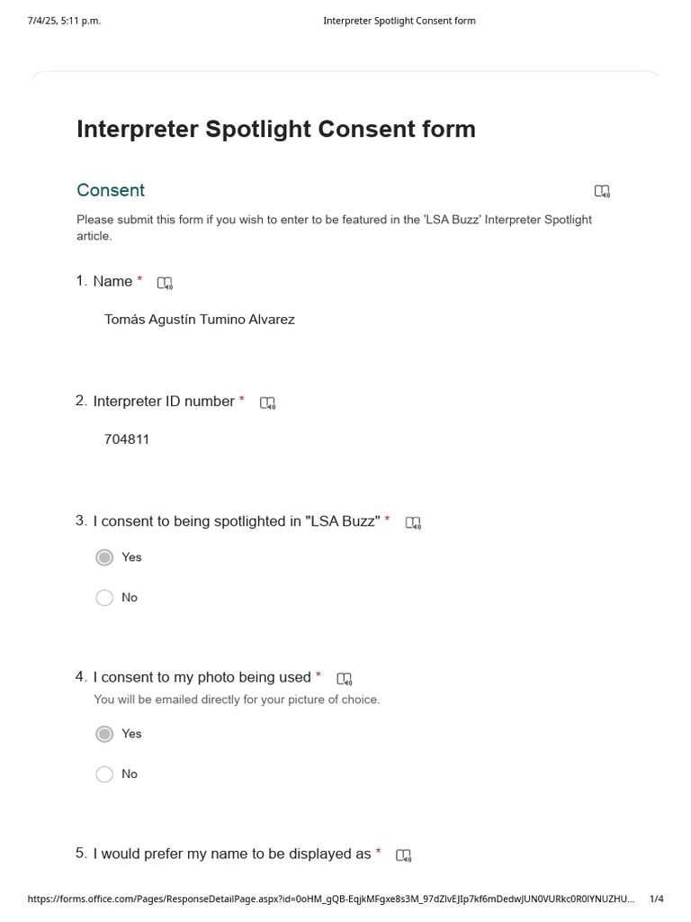 Interpreter Spotlight Consent Form-1 | PDF