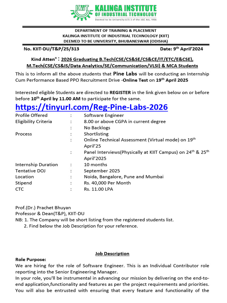 Registration For Pine Labs Internship Cum PPO Recruitment Drive - 2026 ...