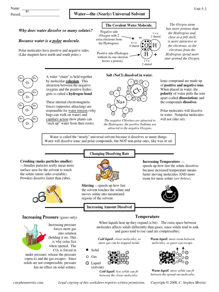 SM Water Universal Solvent Notes Ws | PDF | Solvation | Chemical Polarity