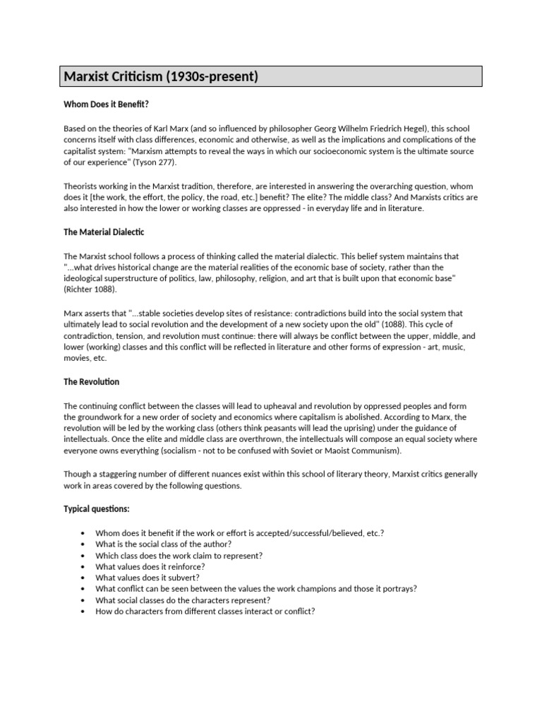 Marxist Criticism Definition | PDF | Marxism | Karl Marx