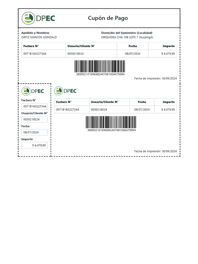 Factura 0071B18322734A 08 - 07 - 2024 DPEC | PDF