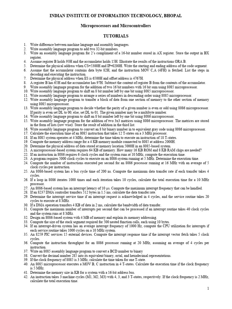 Tutorial Microprocessors 2025 | PDF | Analog To Digital Converter ...