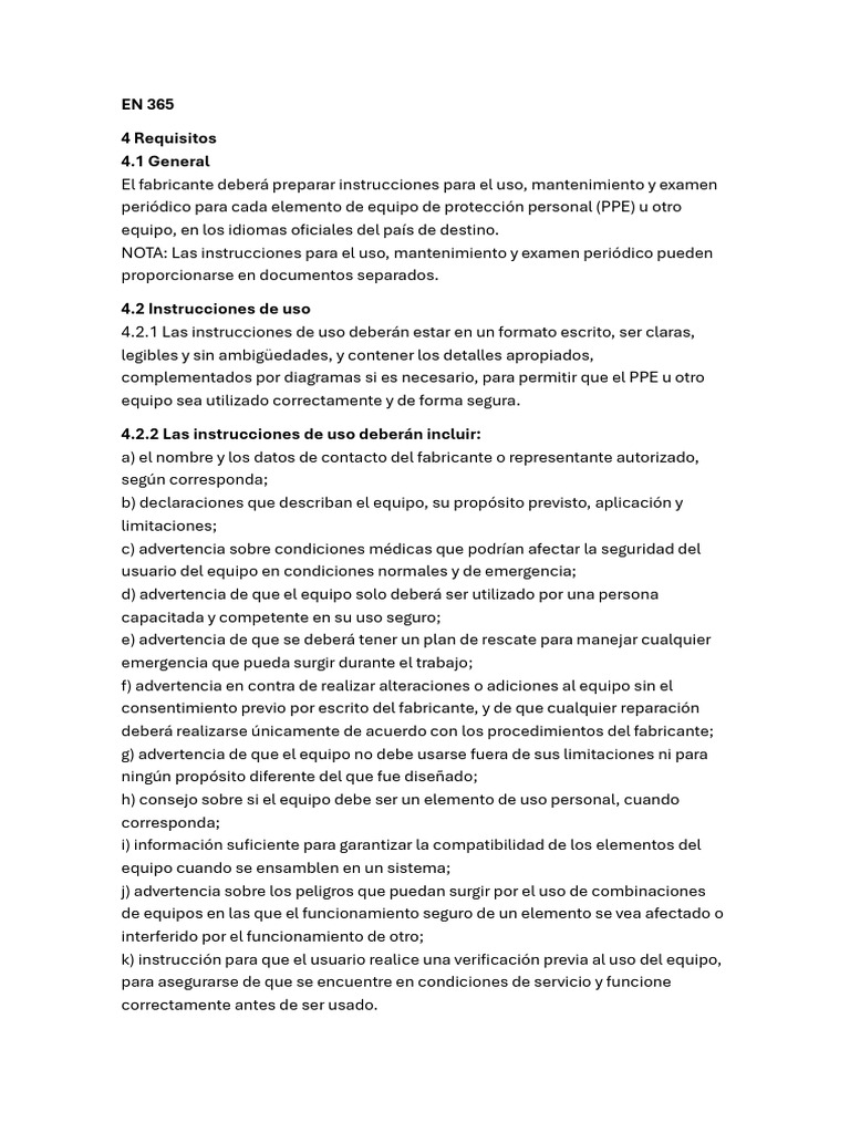 Normativa EN 365 | PDF