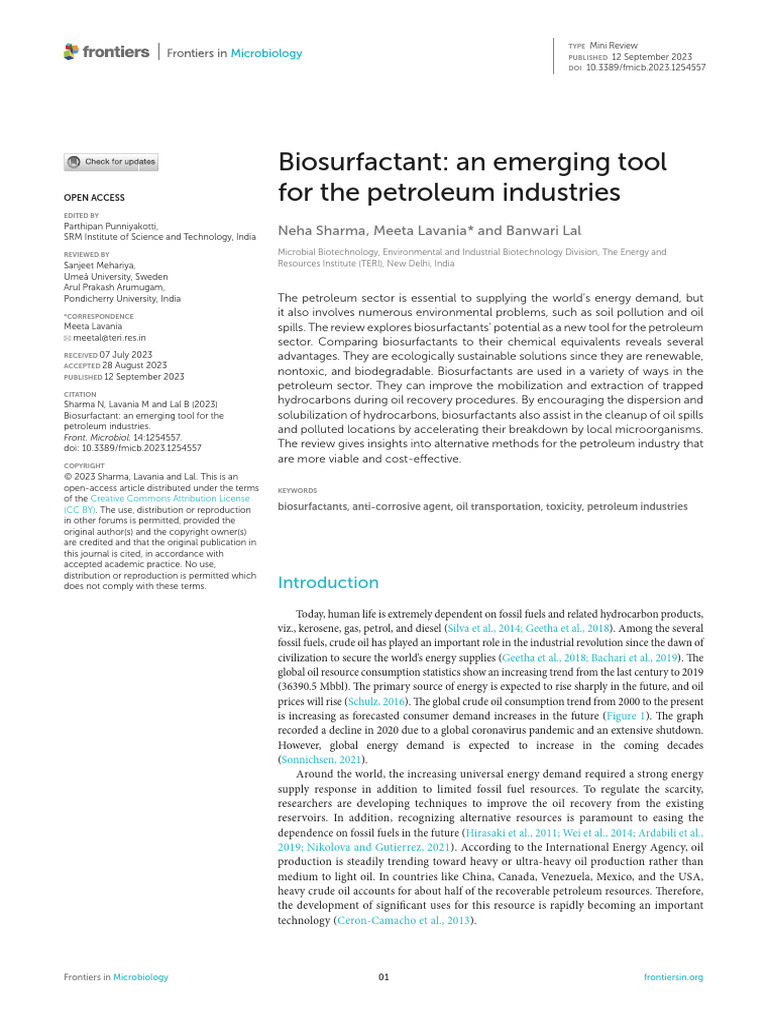 Biosurfactant An Emerging Tool For The Petroleum Industries | PDF ...
